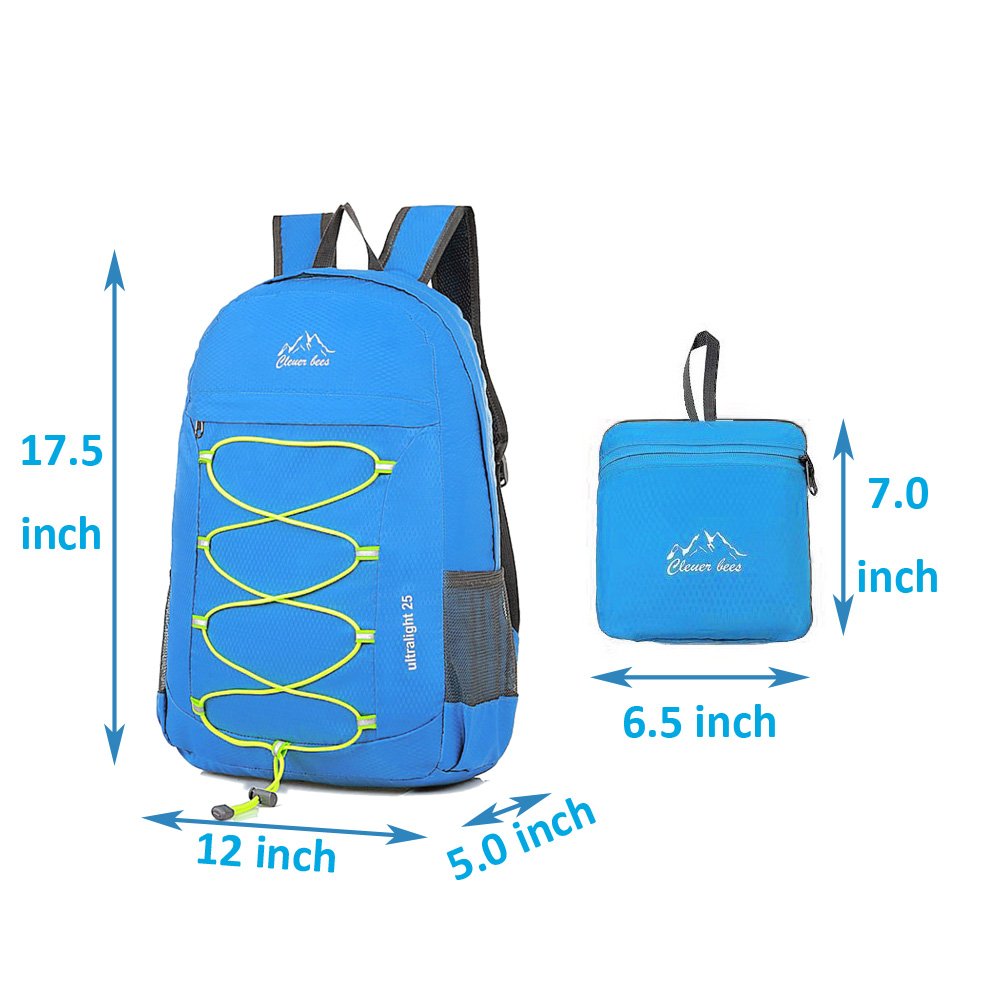 CLEVER BEES 25L Outdoor Ultralight Foldable Backpack for Campaing Hiking Travelling (Skyblue)