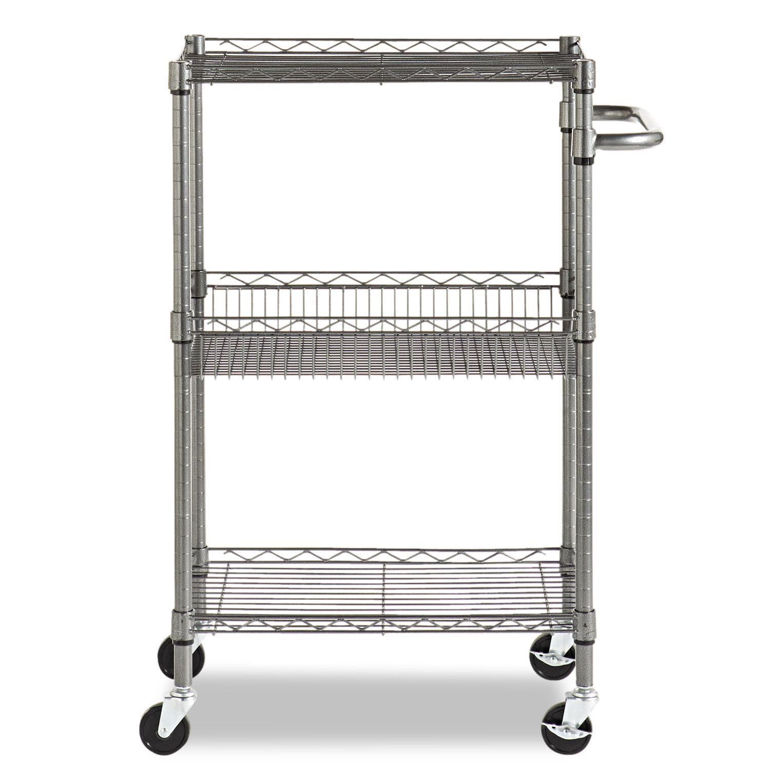 Alera 3-Tier Wire Rolling Cart, 3-Tier Wire Rolling Cart,28w x 16d x 39h, Black Anthracite