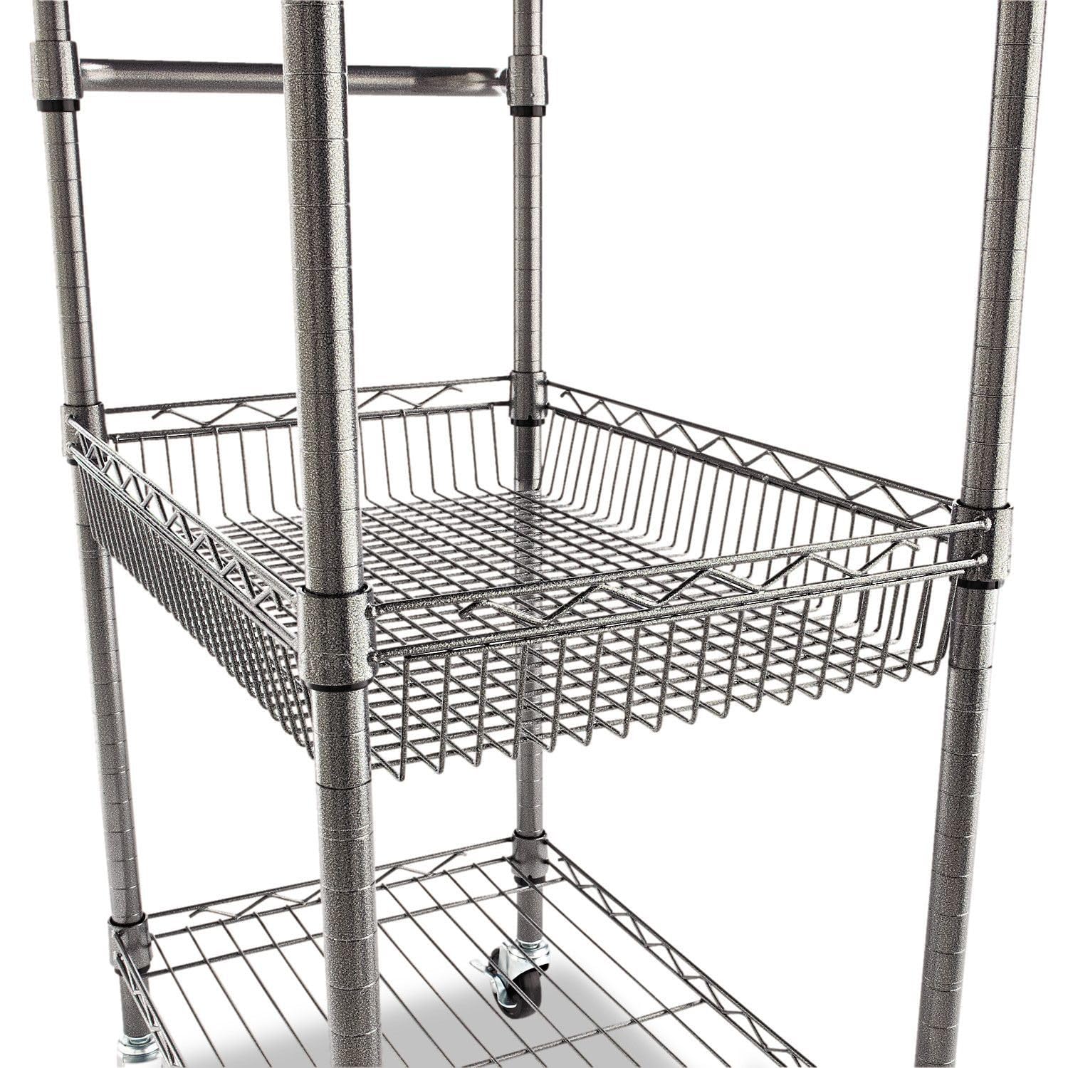 Alera 3-Tier Wire Rolling Cart, 3-Tier Wire Rolling Cart,28w x 16d x 39h, Black Anthracite