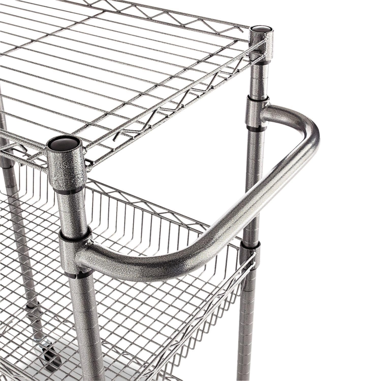 Alera 3-Tier Wire Rolling Cart, 3-Tier Wire Rolling Cart,28w x 16d x 39h, Black Anthracite