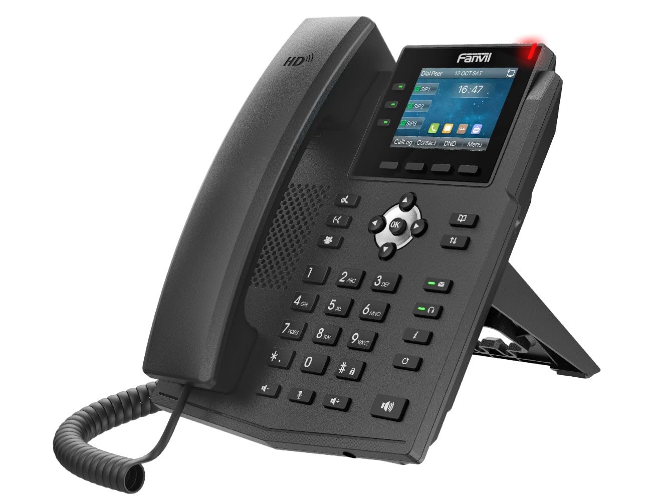 Fanvil X3U Enterprise VoIP Phone, 2.8-Inch Color Display, 6 SIP Lines, Dual-Port Gigabit Ethernet, Power Adapter Not Included