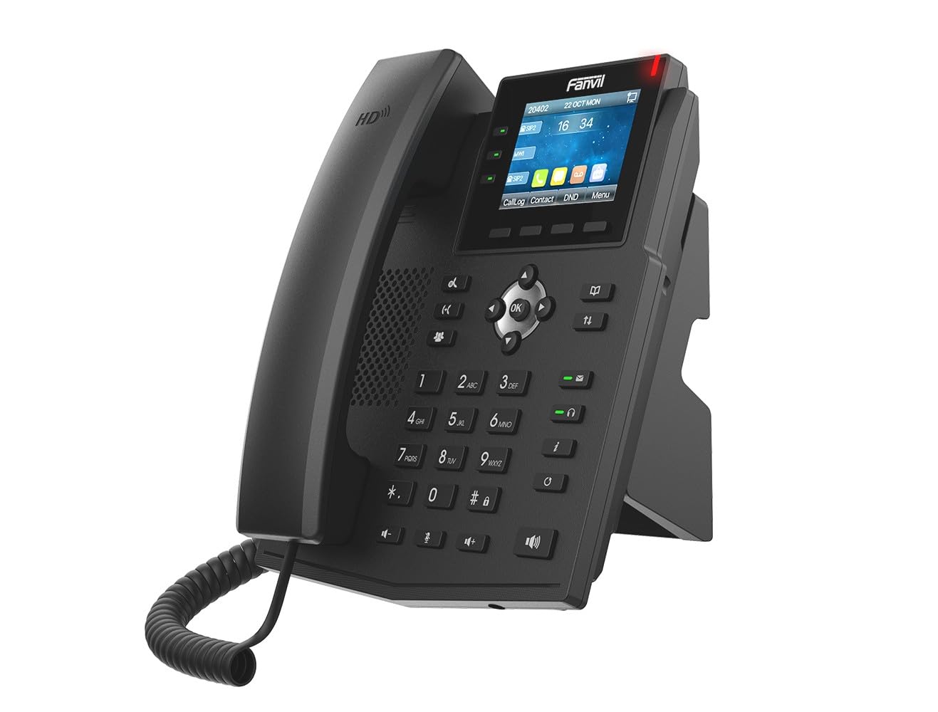 Fanvil X3U Enterprise VoIP Phone, 2.8-Inch Color Display, 6 SIP Lines, Dual-Port Gigabit Ethernet, Power Adapter Not Included