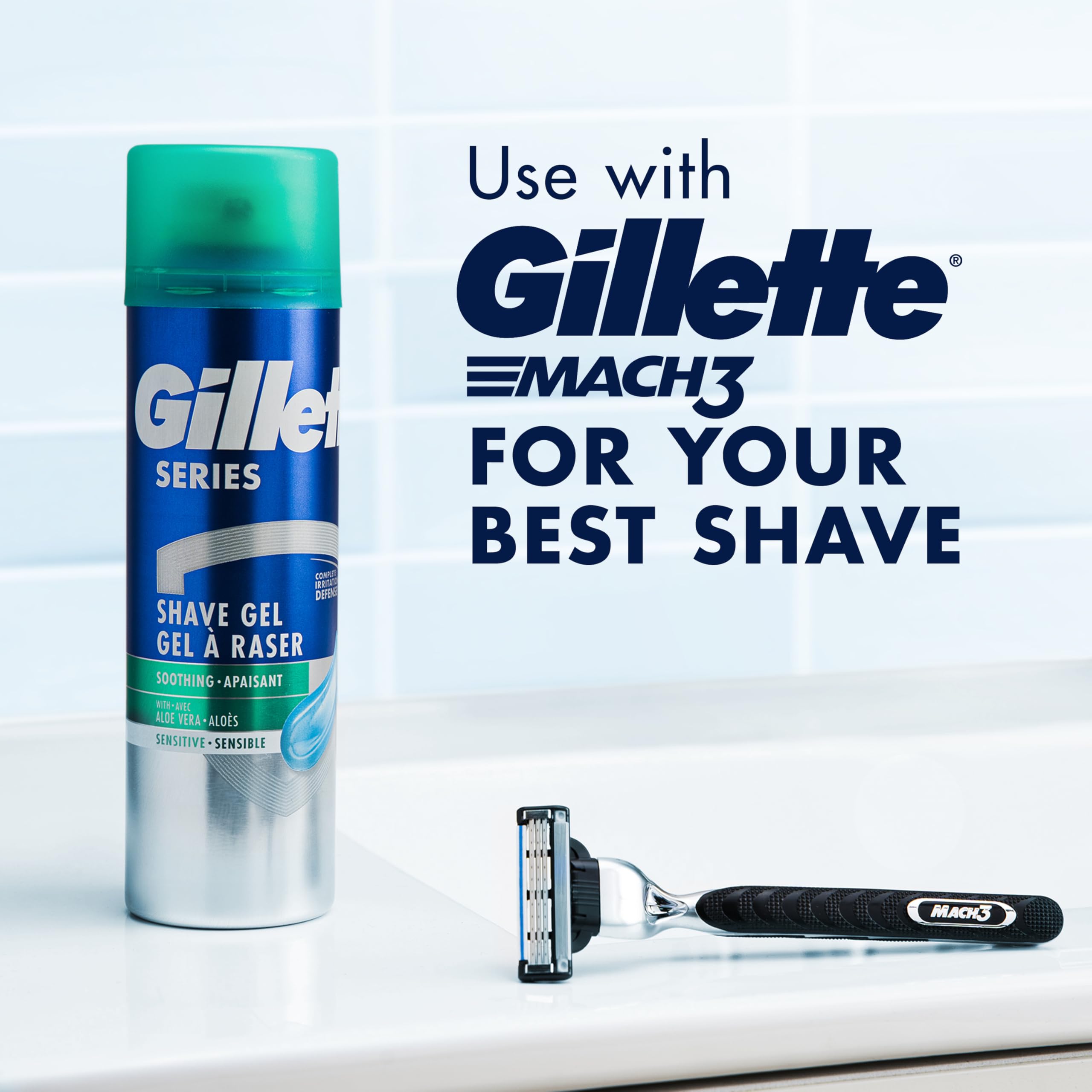 Gillette Series 3X Sensitive Shave Gel, 6 Count, 7oz Each, Hydrates, Protects and Soothes Sensitive Skin, 7 Ounce (Pack of 6)