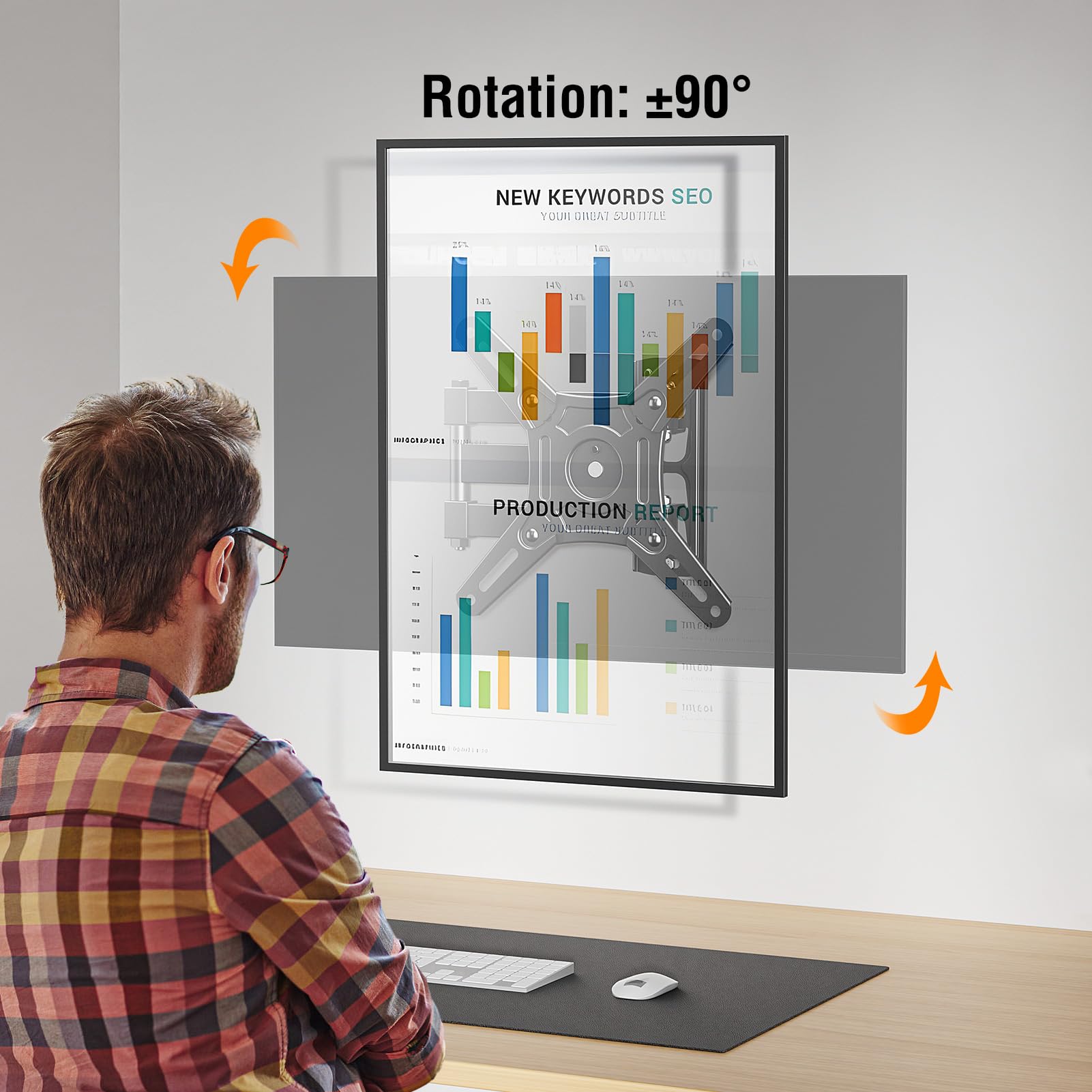 ELIVED Full Motion TV Monitor Wall Mount for Most 14-42 Inch LED LCD Flat Screen TVs & Monitors, Swivels Tilts Extension Rotation, Max VESA 200x200mm, up to 33 lbs.