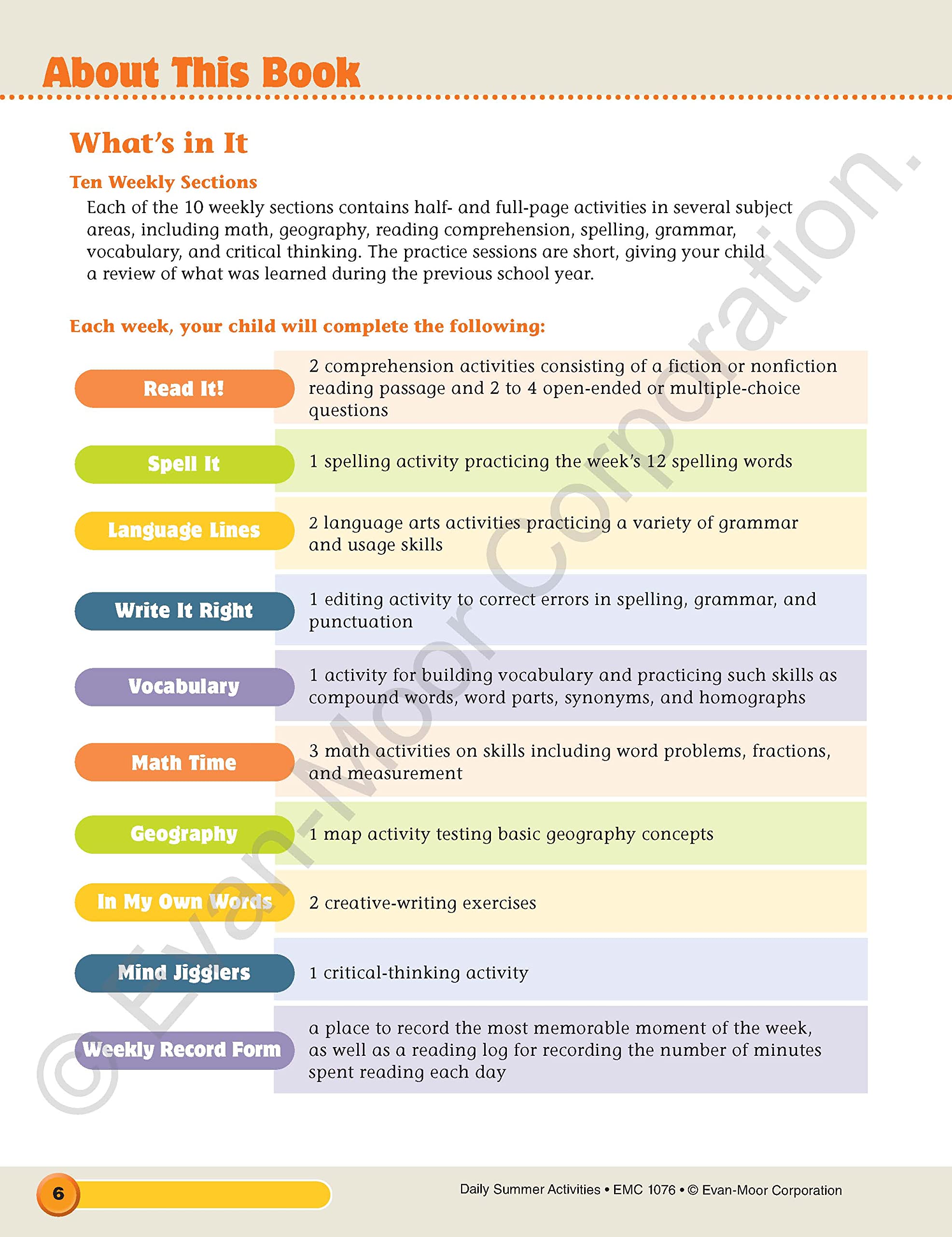 Evan-Moor Daily Summer Activities, Grade 5-6