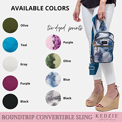 KEDZIE Roundtrip Convertible Sling & Crossbody Bag Cell Phone Purse for Women with Adjustable Strap - Black