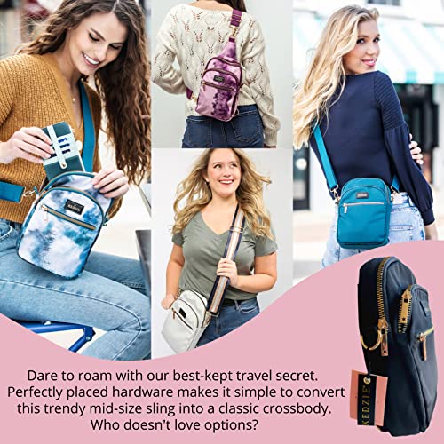 KEDZIE Roundtrip Convertible Sling & Crossbody Bag Cell Phone Purse for Women with Adjustable Strap - Black