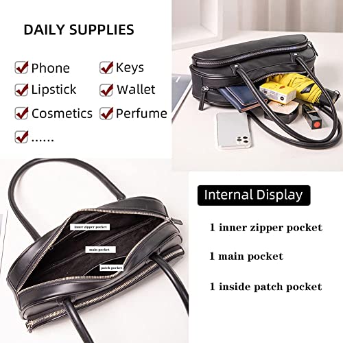 Shoulder Bag for Women Leather 90s Shoulder Purse Trendy Top Handle Bags Designer Tote Handbag Balck