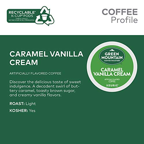 Green Mountain Coffee Roasters Caramel Vanilla Cream Keurig Single-Serve K-Cup pods, Light Roast Coffee, 12 Count