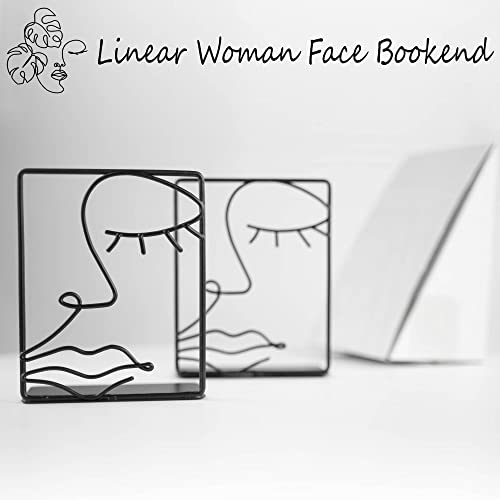 Book Ends Bookends for Shelves - Decorative Simple Design Bookends Non Skid Book Stoppers for Heavy Books CDs, Metal