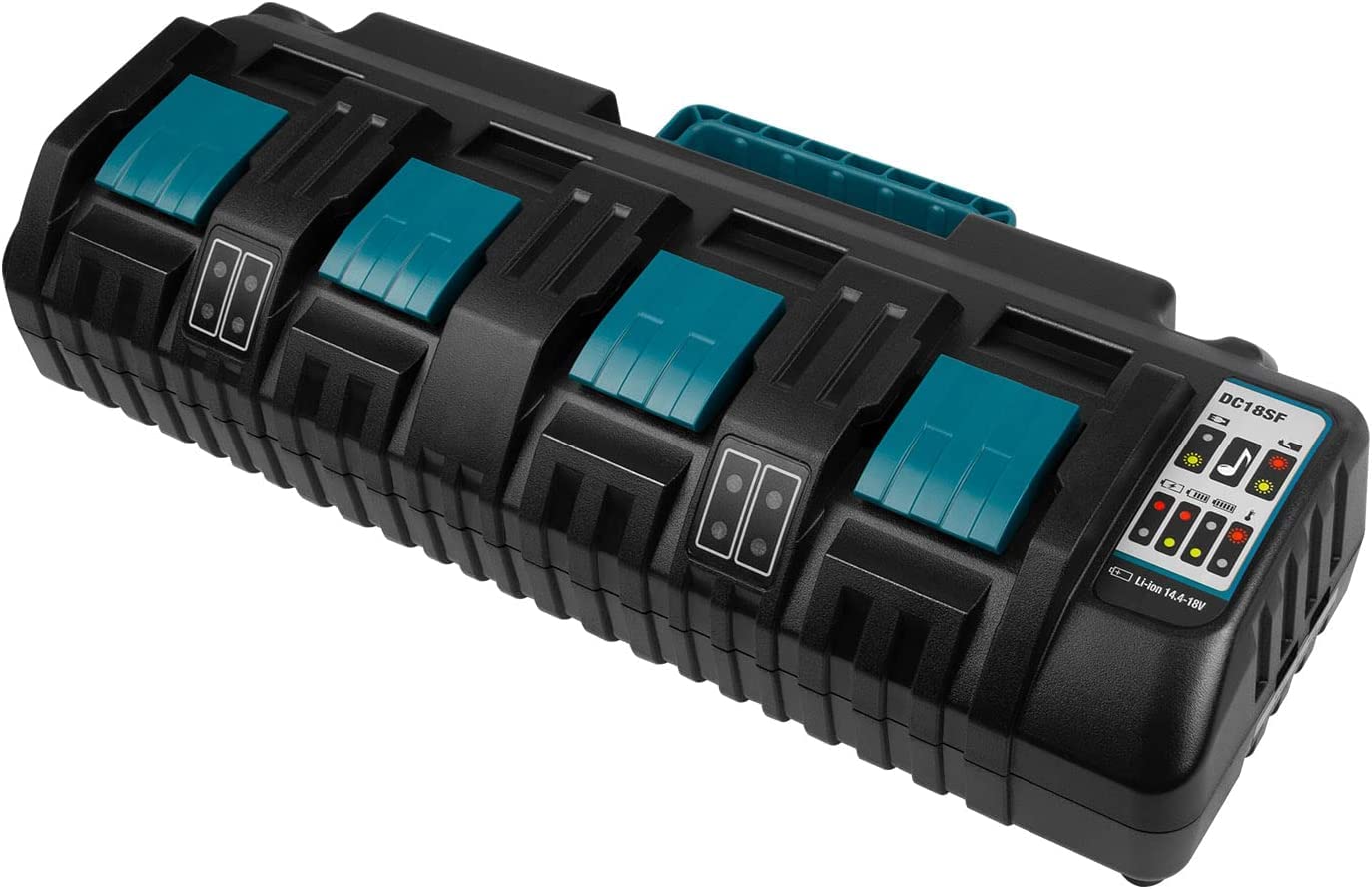 TREE.NB DC18SF 4-Port 18V Rapid Charger Compatible with Makita 14.4V-18V Li-ion Battery BL1830 BL1840 BL1850 BL1860 BL1820B BL1815 BL1430 BL1415, Replace for DC18RC DC18RD Charger