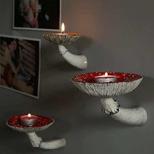 Mushroom Hanging Shelf, Whimsical Floating Shelves Wall Mounted Set of 3, Rustic Resin Crafts Wall Decoration, Floating Shelf for Bedroom, Living Room, Bathroom and More (S+M+L 3pcs)