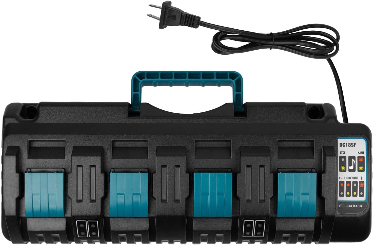 TREE.NB DC18SF 4-Port 18V Rapid Charger Compatible with Makita 14.4V-18V Li-ion Battery BL1830 BL1840 BL1850 BL1860 BL1820B BL1815 BL1430 BL1415, Replace for DC18RC DC18RD Charger