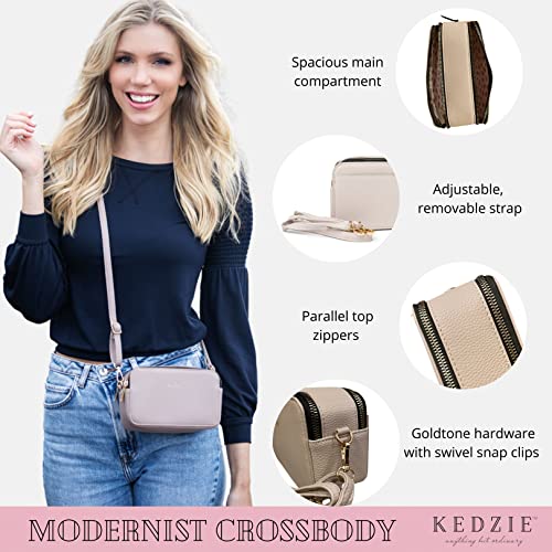 KEDZIE Modernist Vegan Leather Crossbody Shoulder Compact Camera Shape Bag For Women With Adjustable Strap - Navy