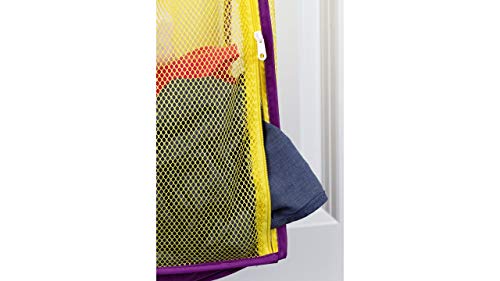 Store & Score Over The Door Hanging Kids Fun LED Cheerleader Light-Up Collapsible Mesh Laundry Hamper, Toy Chest, Heavy Duty Metal Hooks Included. Patent Pending.