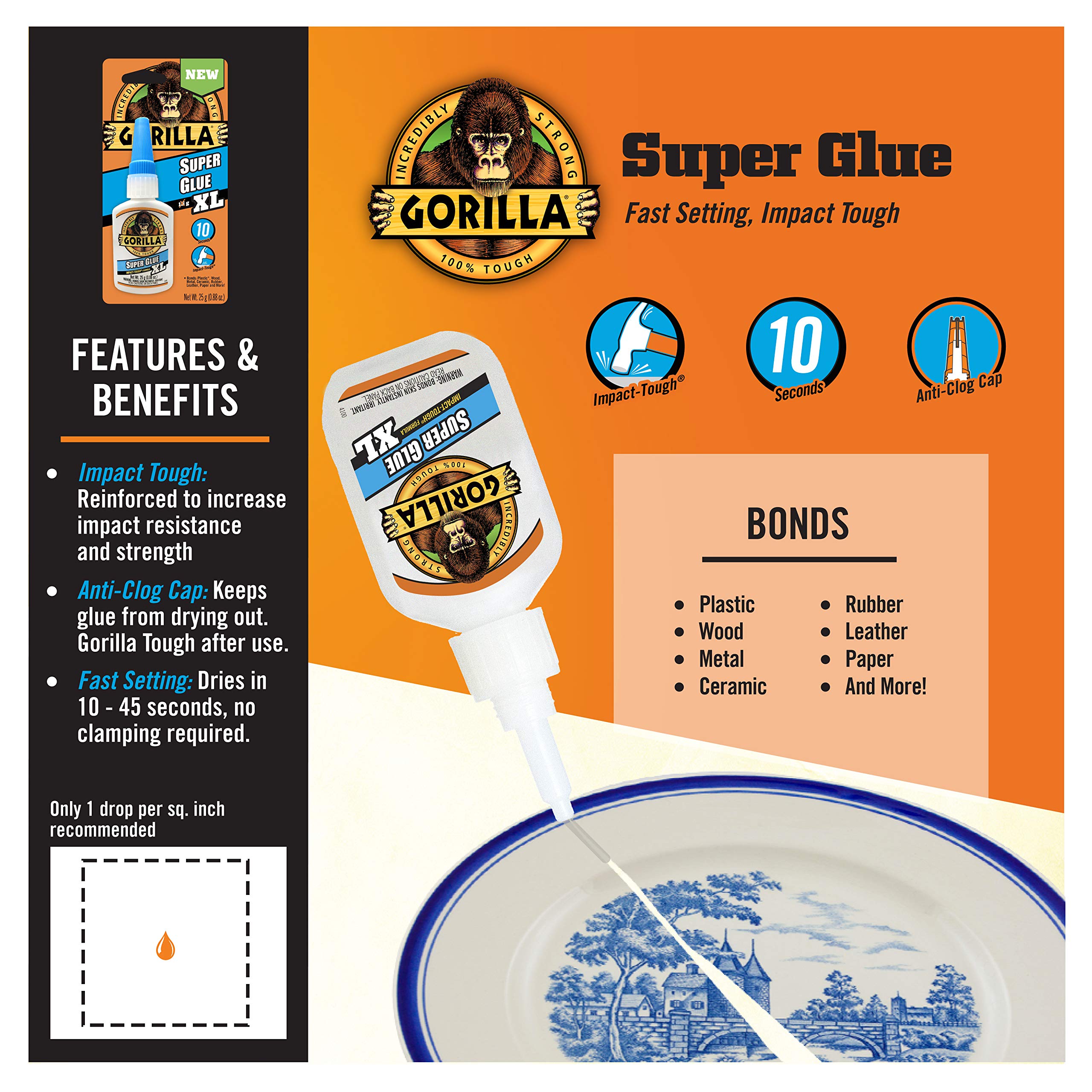 Gorilla Super Glue XL, 25 Gram, Clear, (Pack of 1)