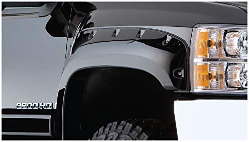 Bushwacker Cutout Pocket/Rivet Style Front Fender Flares | 2-Piece Set, Black, Smooth Finish | 40097-02 | Fits 2007-2013 Chevrolet Silverado 1500; 2007-2014 Silverado 2500 HD, 3500 HD