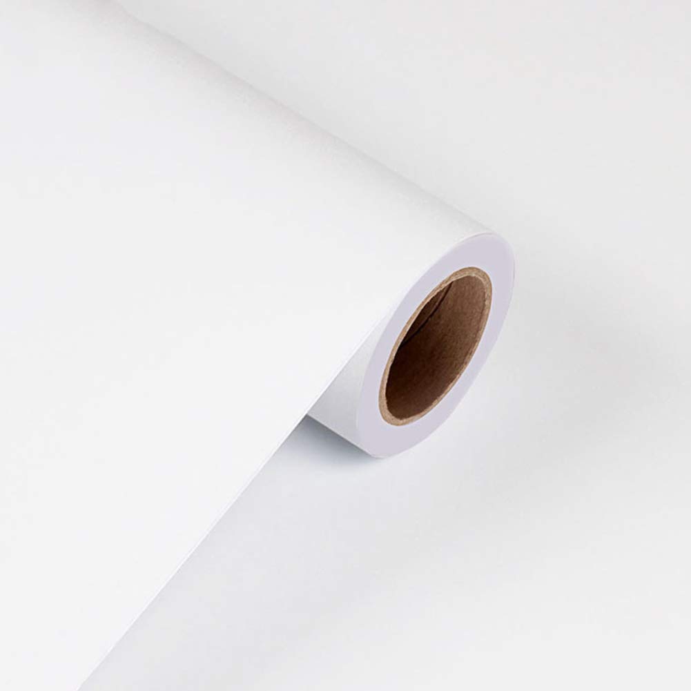 YIZUNNU Self Adhesive Contact Paper Wallpaper Furniture Film Sticker Kitchen Bedroom Wall Home Decoration,Matte White,24x118 Inch