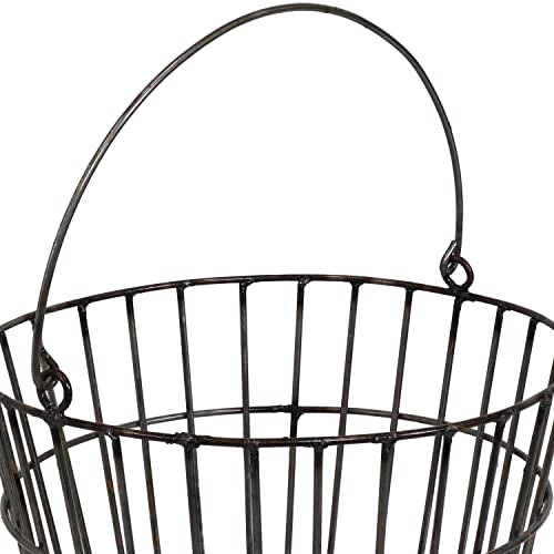 Sunnydaze 4-Piece Rustic Metal Nesting Baskets with Handles - Farmhouse Style Bins for Indoor/Outdoor Home Storage and Decor