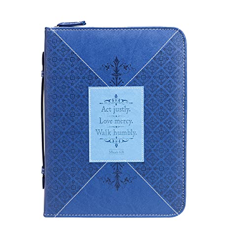 Act Justly Love Mercy Walk Wrap Patch Blue X-Large Faux Leather Bible Cover