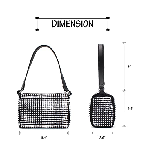 TANOSII Rhinestones Evening Bag Crystals Clutch Women's Handbag Bling Bling Purse Party Crossbody Bag White
