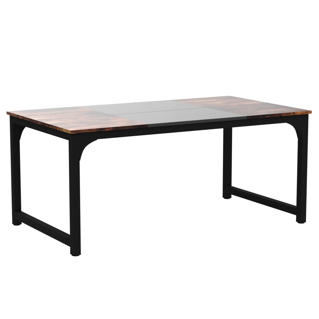 Tribesigns 6FT Conference Table, 70.8" W x 31.5" D Meeting Room Table Boardroom Desk for Office Conference Room, Splicing Board with Metal Frame, Rustic Brown/Black