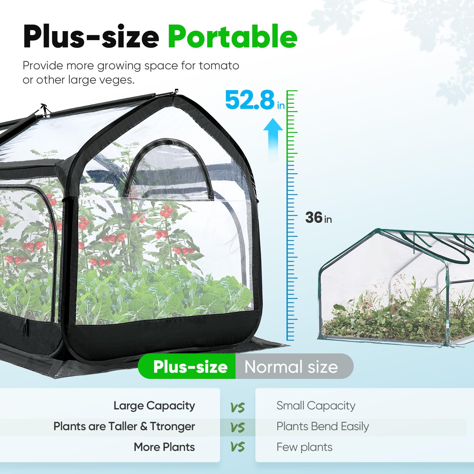 Quictent Greenhouse for Outdoors, Mini Quic-Setup Portable Flower Garden Plant Kit Outside, Heavy Duty Fiberglass Pop-up Frame and Durable Cover W/ Screen Window, 8.2x4.1x4.4 FT, Black