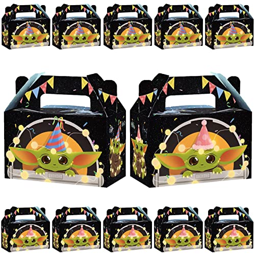 12 Pieces Baby Yoda Birthday Party Supplies Mandalorian Theme Candy Box, Tote Bag, Toy Box, Gift Box for Boys and Girls Kids.