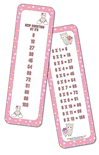 Creanoso Skip Counting Chart Bookmark Cards - Llama Theme (6-Set X 11 Cards) – Stocking Stuffers Gifts Page Clippers Corporate Giveaways