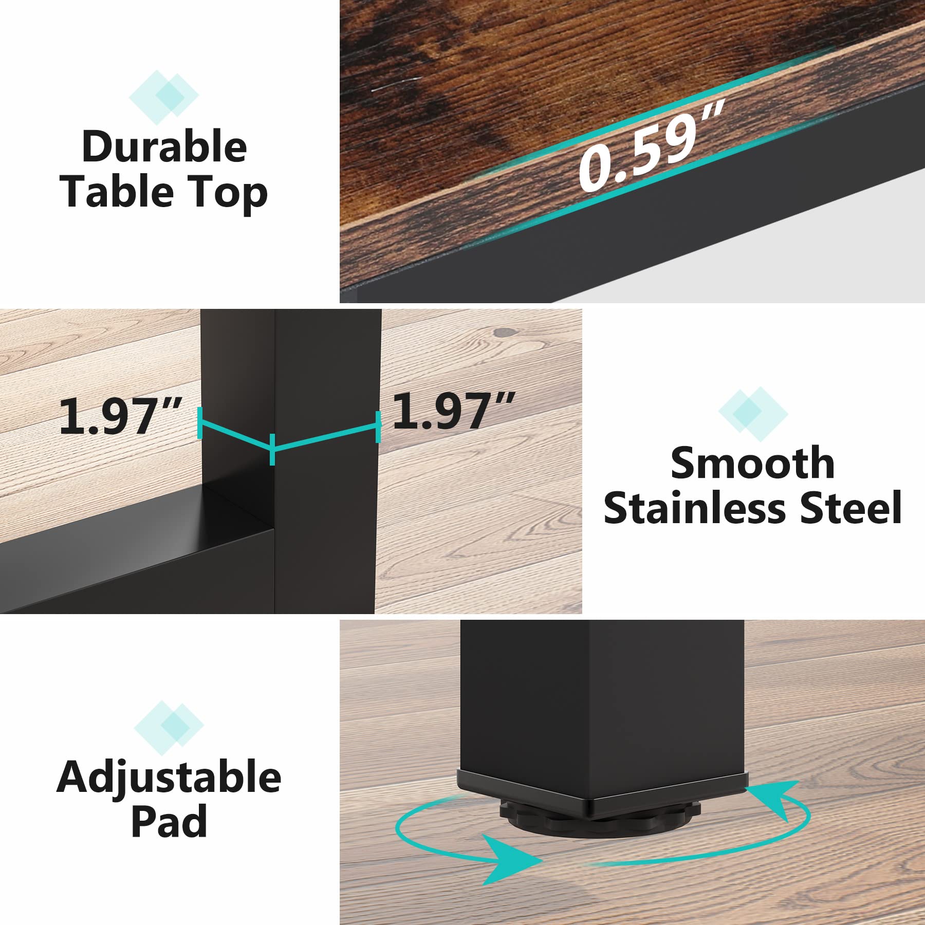 Tribesigns 6FT Conference Table, 70.8" W x 31.5" D Meeting Room Table Boardroom Desk for Office Conference Room, Splicing Board with Metal Frame, Rustic Brown/Black