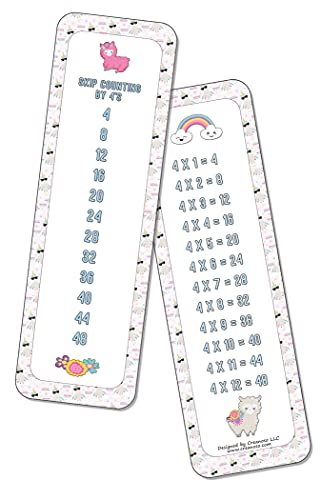 Creanoso Skip Counting Chart Bookmark Cards - Llama Theme (6-Set X 11 Cards) – Stocking Stuffers Gifts Page Clippers Corporate Giveaways