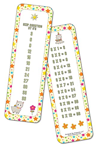 Creanoso Skip Counting Chart Bookmark Cards - Llama Theme (6-Set X 11 Cards) – Stocking Stuffers Gifts Page Clippers Corporate Giveaways