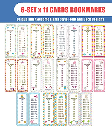 Creanoso Skip Counting Chart Bookmark Cards - Llama Theme (6-Set X 11 Cards) – Stocking Stuffers Gifts Page Clippers Corporate Giveaways