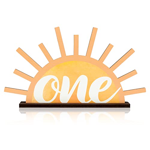 ArowlWesh Boho Sun One Wooden Table Centerpieces Spring Summer Sun Themed 1st Birthday Party Sign First Trip Around The Sun One Year Old Birthday Wood Table Decor Milestone Baby Shower Decor