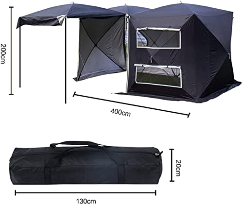 MERAXI Car Rear Tent Automatic Pop Up Tailgate Tent Rear Door Hatch Tent - SUV Trunk Tents Car Tail Tent with Big Screen & Extendable Awning