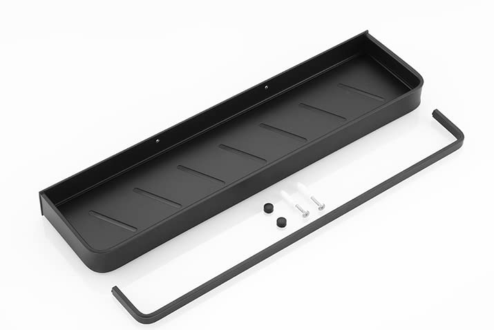 Fippkargo Bathroom Shelf with Towel Bar, Wall Mounted Shower Storage Organizer Holder Rack, Floating Shelf for Bathroom,Kitchen,Toilet 15.7" (Black)