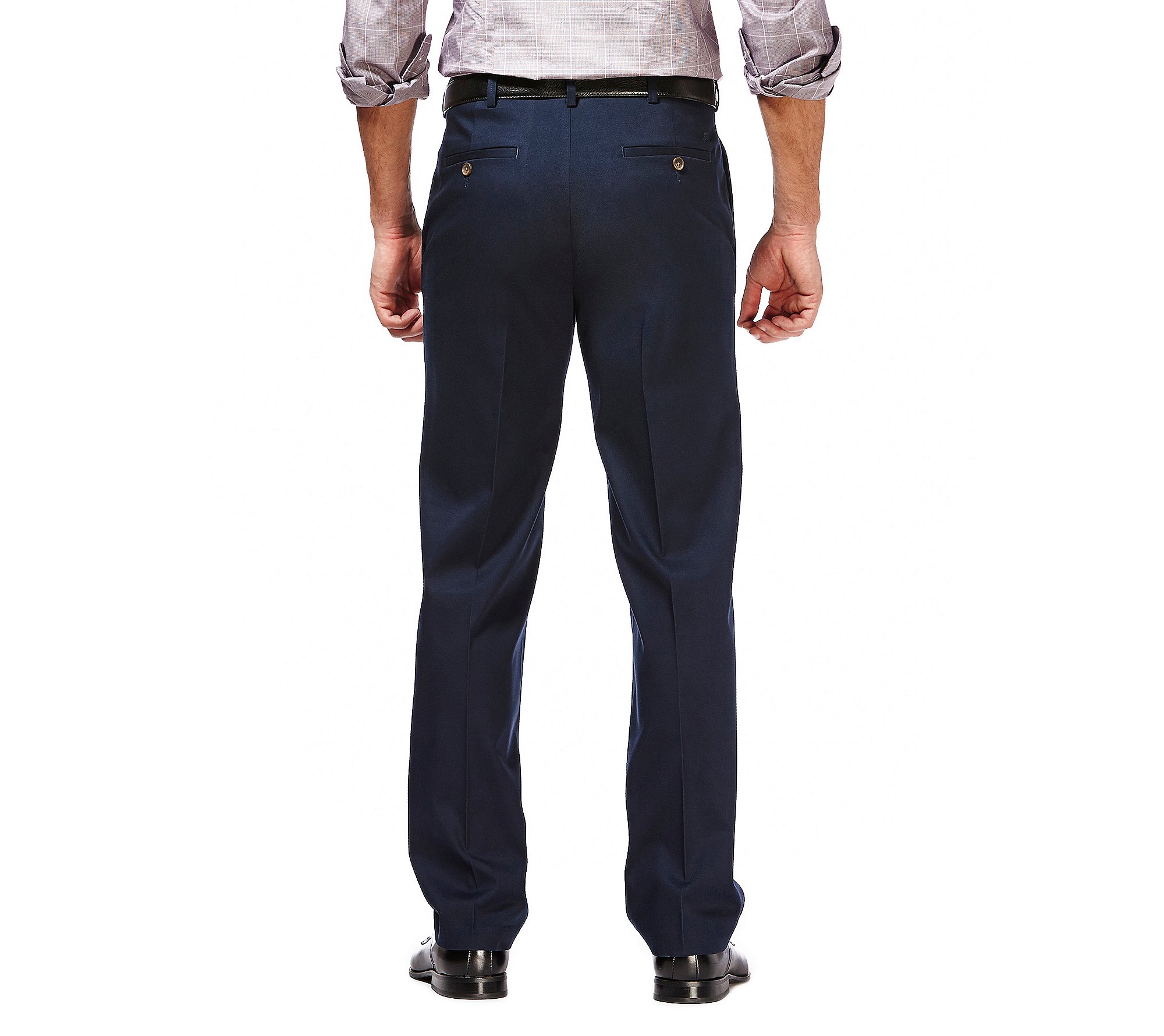 Haggar Men's Premium No Iron Khaki Classic Fit Pleat Front Casual Pant (Regular and Big & Tall Sizes), Dark Navy, 36W x 30L