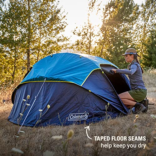 Coleman Pop-Up Camping Tent with Dark Room Technology, 2/4 Person Tent Sets Up in 10 Seconds & Blocks 90% of Sunlight, Includes Pre-Assembled Poles, Adjustable Rainfly, & Taped Floor Seams
