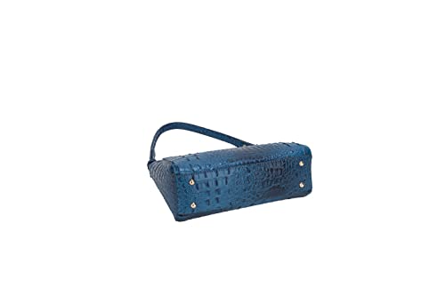 DIOPHY Shoulder Bag Women’s Vegan Leather Crocodile-Embossed Pattern Fashion Shoulder Bag Evening Bag (Navy)