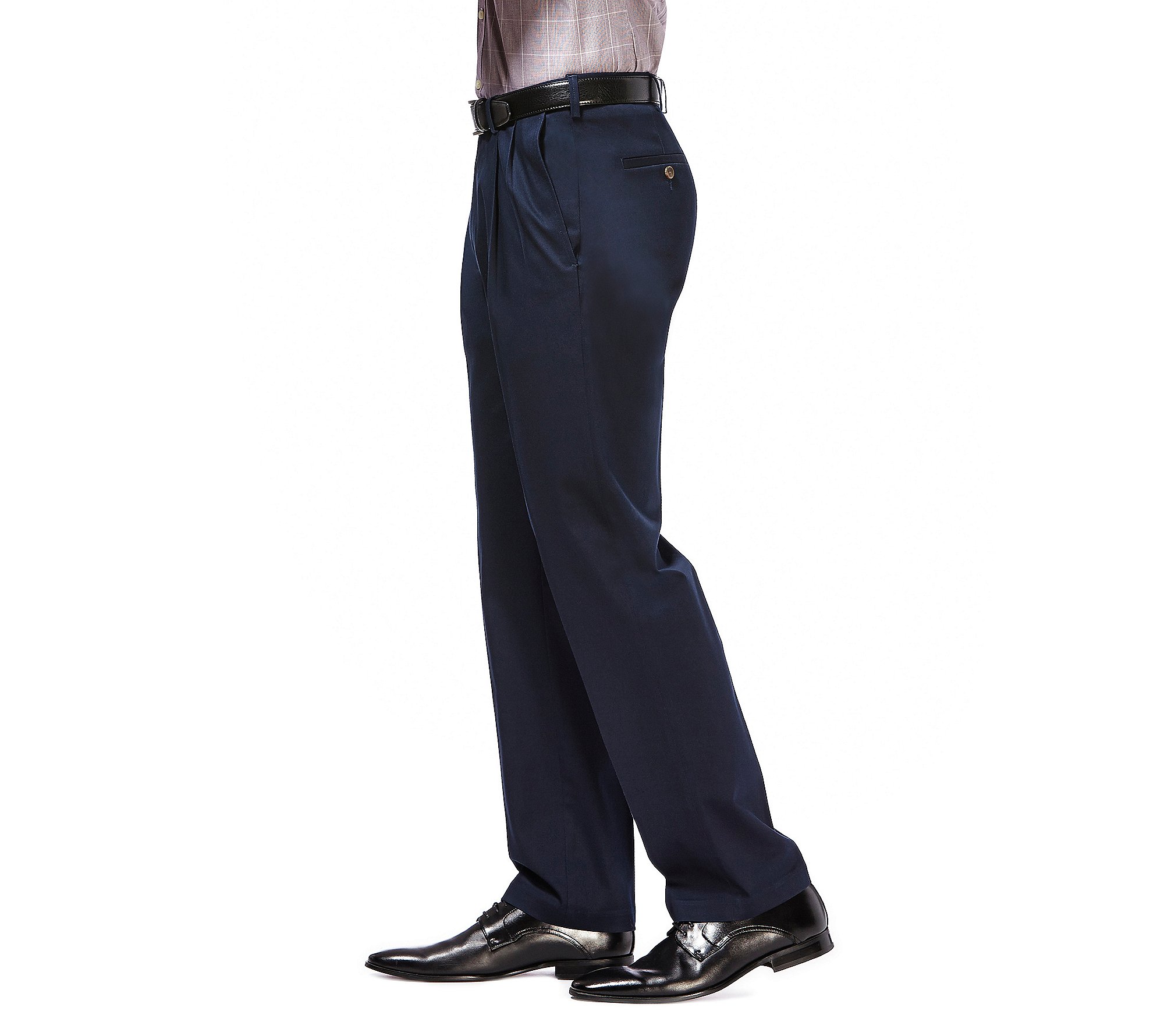 Haggar Men's Premium No Iron Khaki Classic Fit Pleat Front Casual Pant (Regular and Big & Tall Sizes), Dark Navy, 36W x 30L