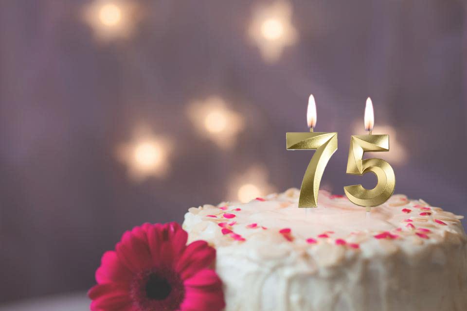 Gold 75th & 57th Birthday Candles,Gold Number 75 57 Cake Topper for Birthday Decorations Party Decoration