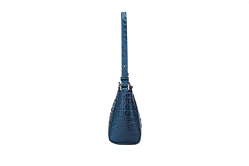DIOPHY Shoulder Bag Women’s Vegan Leather Crocodile-Embossed Pattern Fashion Shoulder Bag Evening Bag (Navy)