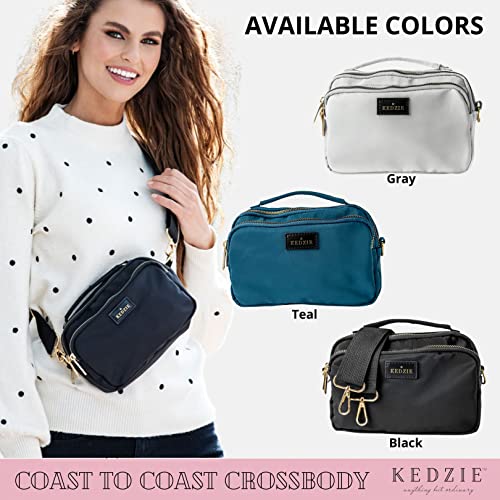 KEDZIE Coast to Coast Crossbody Bag for Women Shoulder Purse Messenger Wallet Lightweight Bag - Black