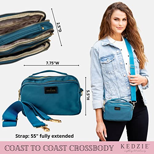 KEDZIE Coast to Coast Crossbody Bag for Women Shoulder Purse Messenger Wallet Lightweight Bag - Black