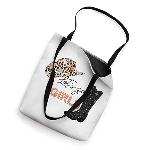 Retro Leopard Cowboy Boots Let's Go Girls Western Cowgirls Tote Bag