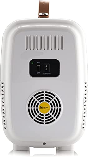 Subcold Pro6 Luxury Mini Fridge Cooler 6 Litre / 8 Cans AC & Exclusive USB Power Option Small Portable Fridge For The Office, Bedroom, Car, Skincare & Cosmetics Chequer White