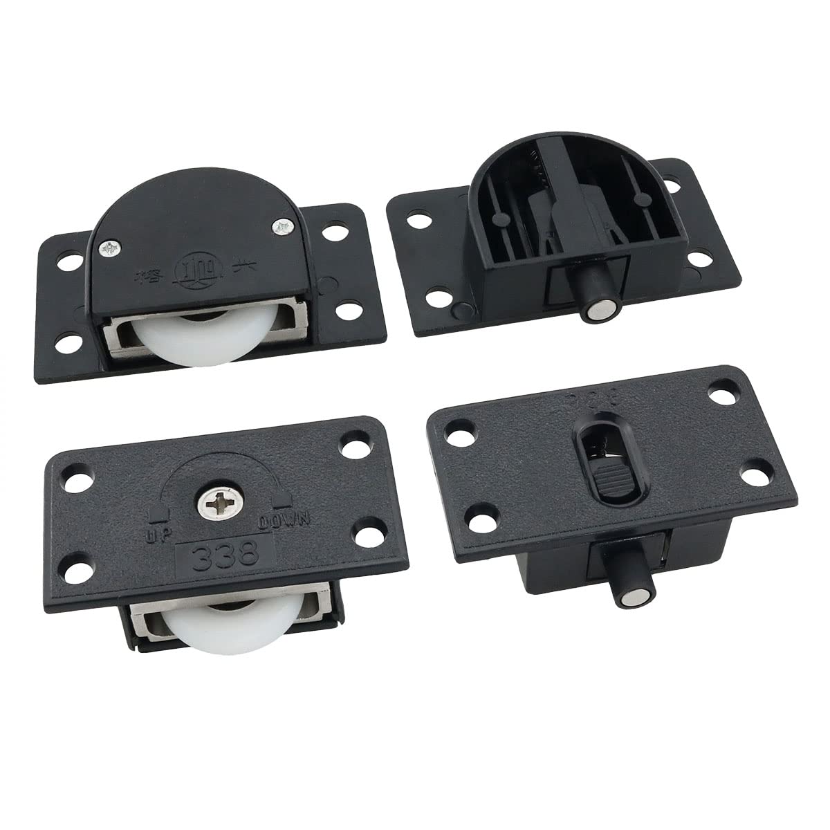 ITROLLE 2Sets Black Sliding Cabinet Hardware Component Home Wardrobe Sliding Door Nylon Pulley Wheel Cabinet Hanging Wheel Wardrobe Furniture Hardware for Closet, Wardrobe, Sliding Doors