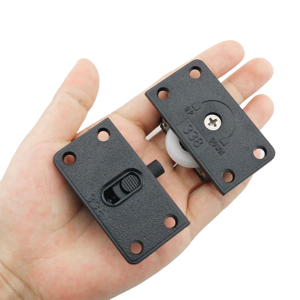 ITROLLE 2Sets Black Sliding Cabinet Hardware Component Home Wardrobe Sliding Door Nylon Pulley Wheel Cabinet Hanging Wheel Wardrobe Furniture Hardware for Closet, Wardrobe, Sliding Doors