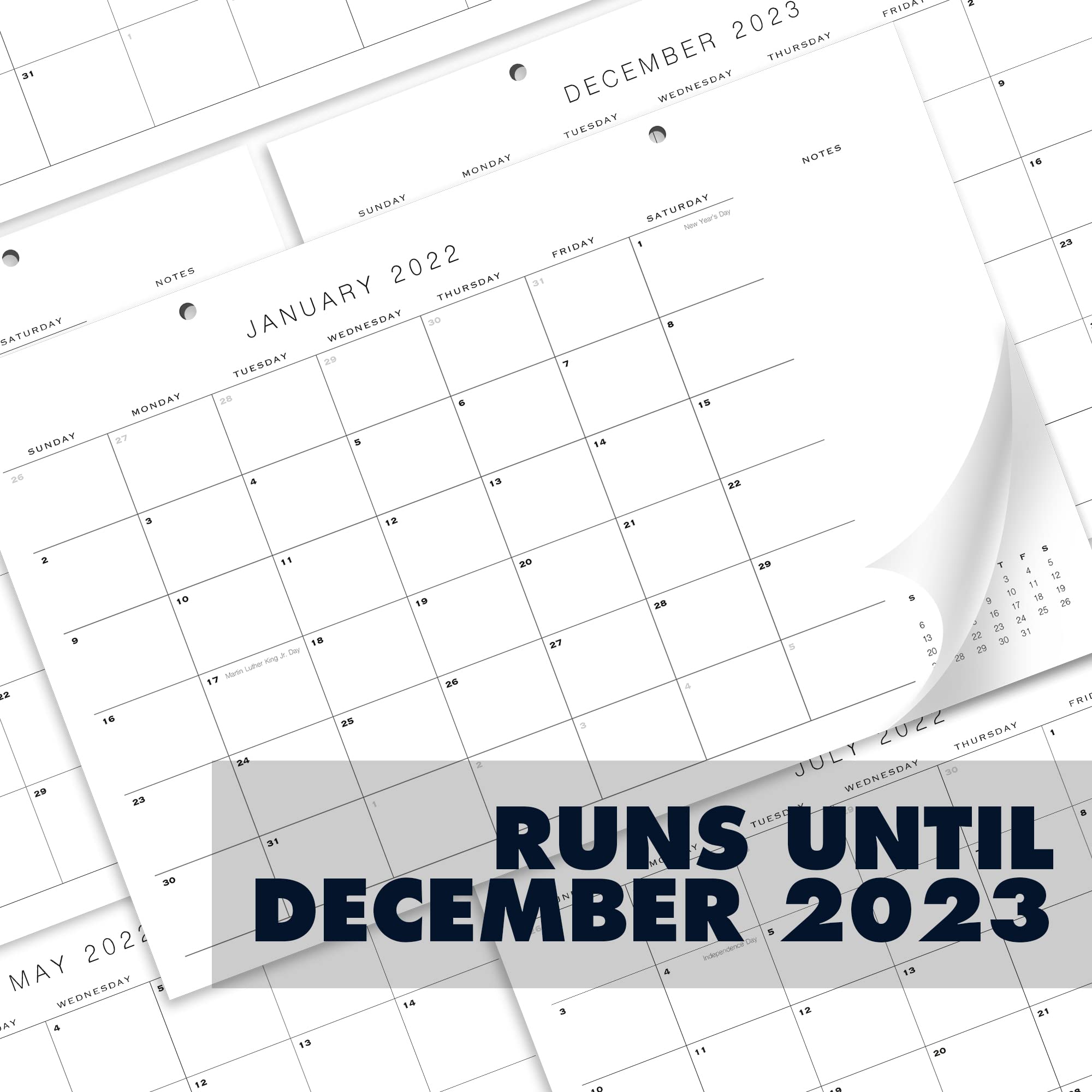 Simplified 2023 Desk Calendar - 17"x11" Minimalistic Office Desktop/Wall Calendar for Easy Organizing