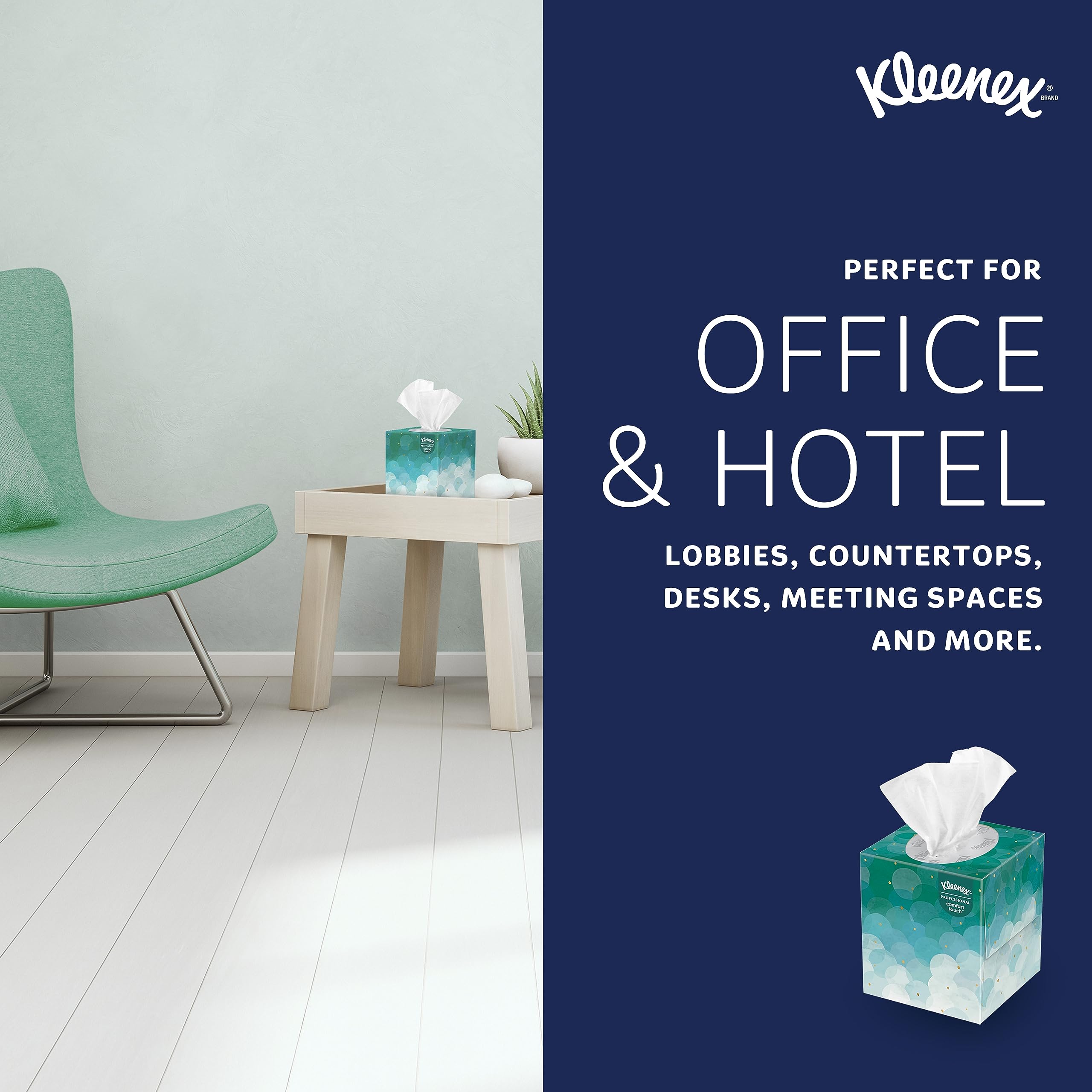 Kleenex® Professional Facial Tissue Cube for Business (21270), Upright Face Tissue Box, 90 Tissues/Box, 36 Boxes/Case, 3,240 Tissues/Case